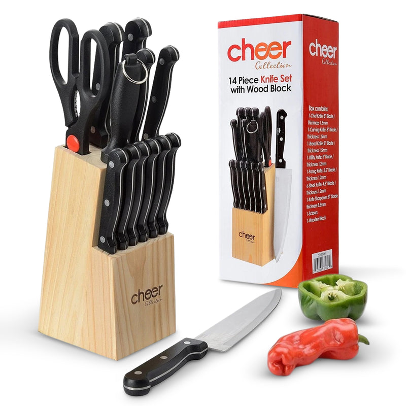 Cheer Collection 13pc Kitchen Knife Set with Wooden Block - Cheer ...