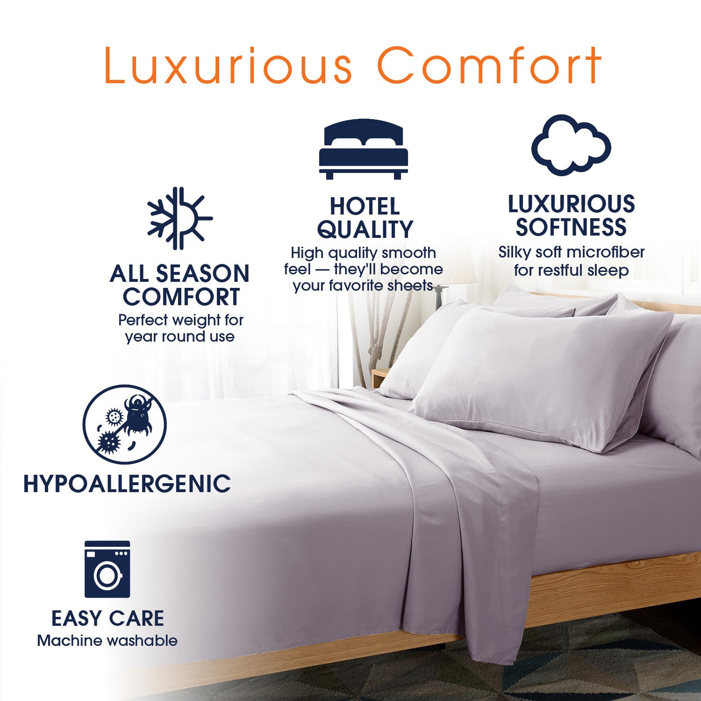 Cheer Collection 6 Piece 1800 Series Sheet Set - Assorted Colors ...