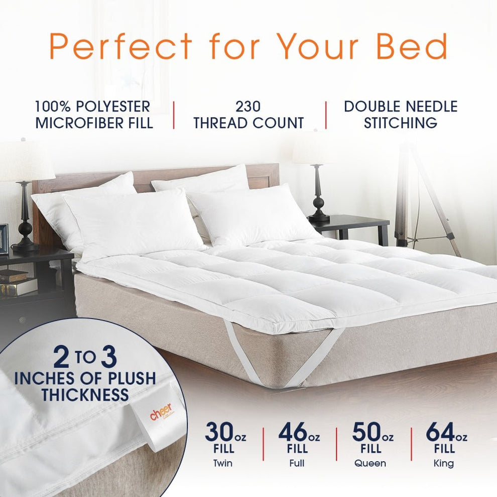Cheer Collection Hypoallergenic Luxury Mattress Topper - Plush ...